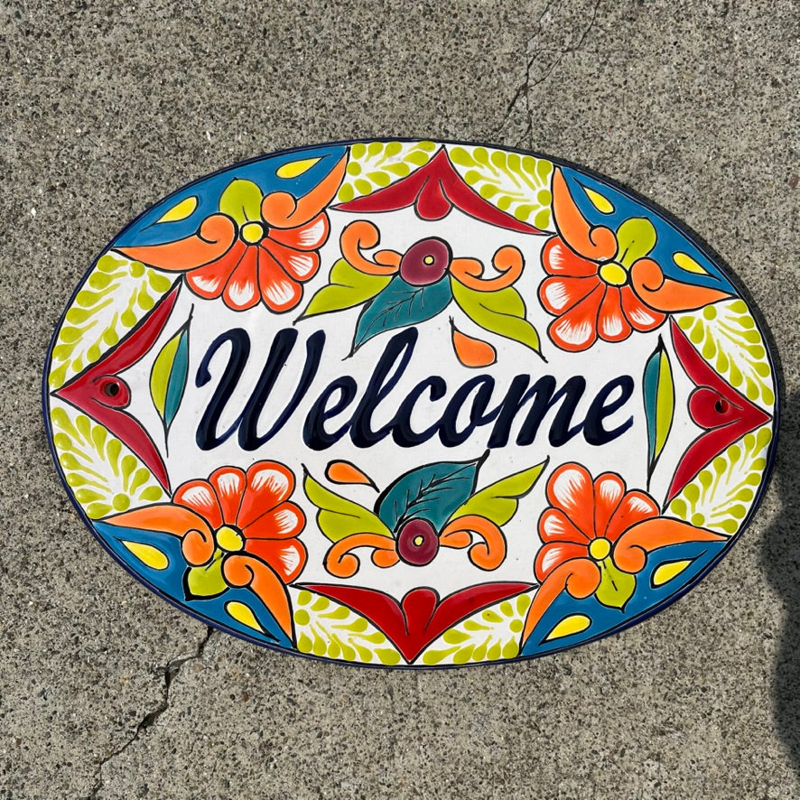 Mexican Talavera Welcome Sign - Hand Painted Wall Decor | MexDecor