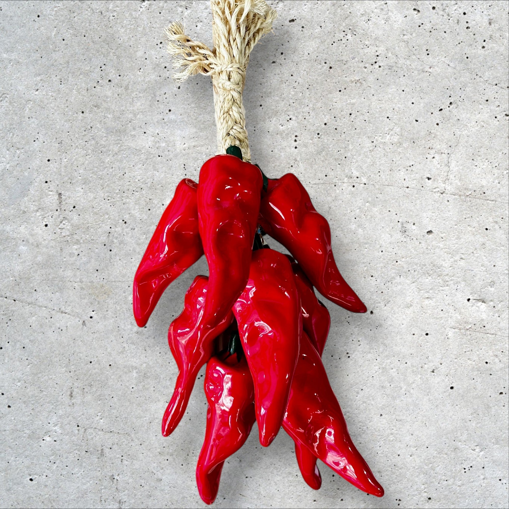 Mexican Red Poblano Chili Ristra - Hanging Ceramic Chilis | MexDecor