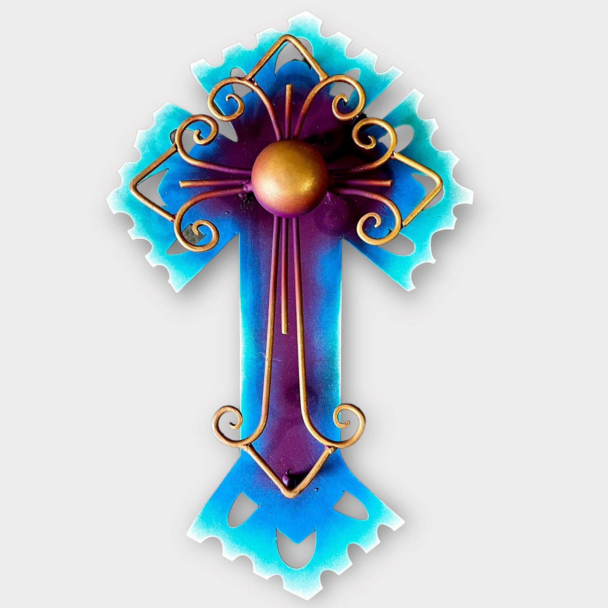 Handcrafted Azul Medallion Cross – MexDecor