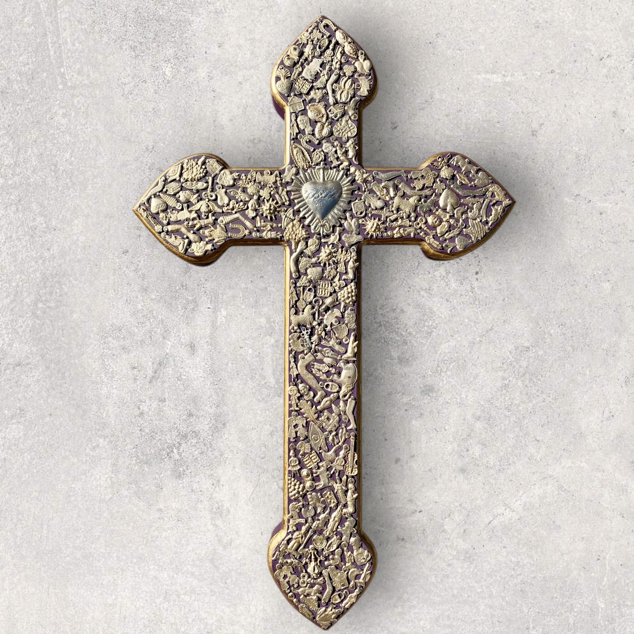 Milagros Wood Mexican Cross XGrande - Traditional Folk Art | MexDecor
