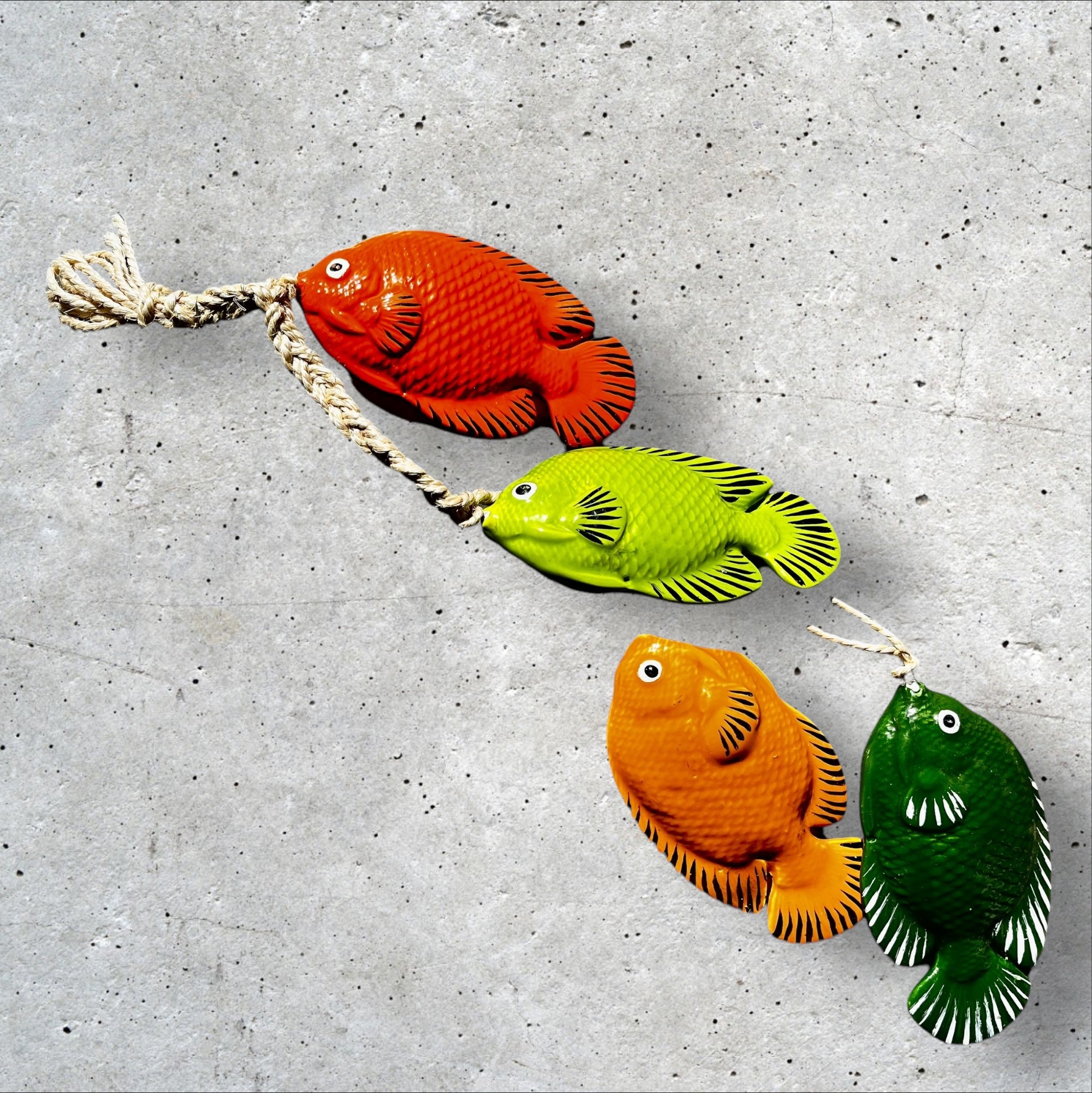 Ceramic Colorful Gordo Fish String | Mexican Pottery Ristra | MexDecor