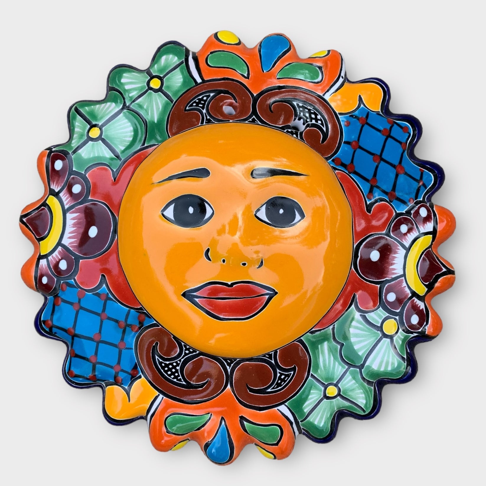 Talavera Sun Face - Mexican Pottery Garden Sol Folk Art l MexDecor