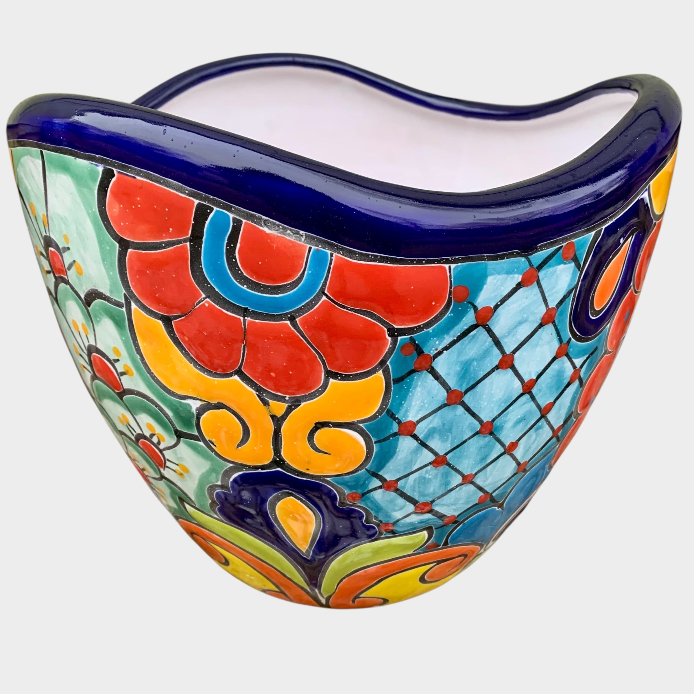 Mexican Talavera Chata Planter - Cubano Wall Planting Pot | MexDecor