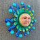 Green Tulip Sun - Handcrafted Sunface Garden Metal Art | MexDecor