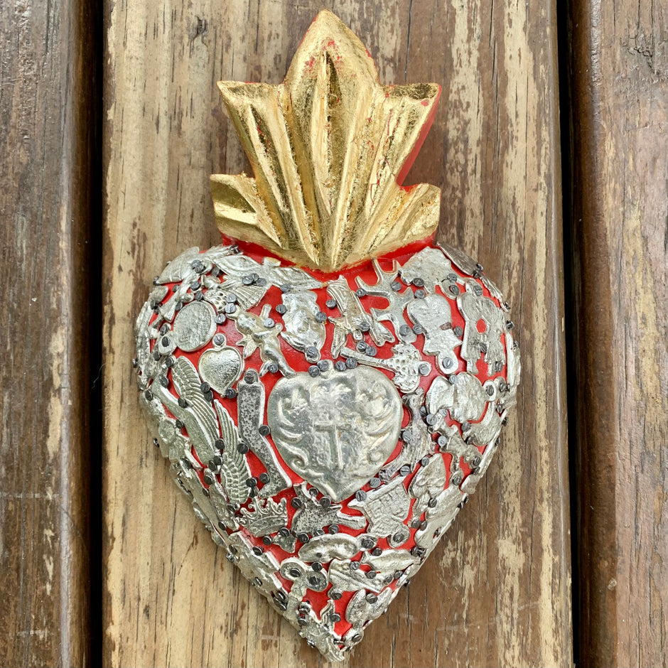 Milagros Heart Folk Art - Mexican Milagro Sacred Corazon | MexDecor