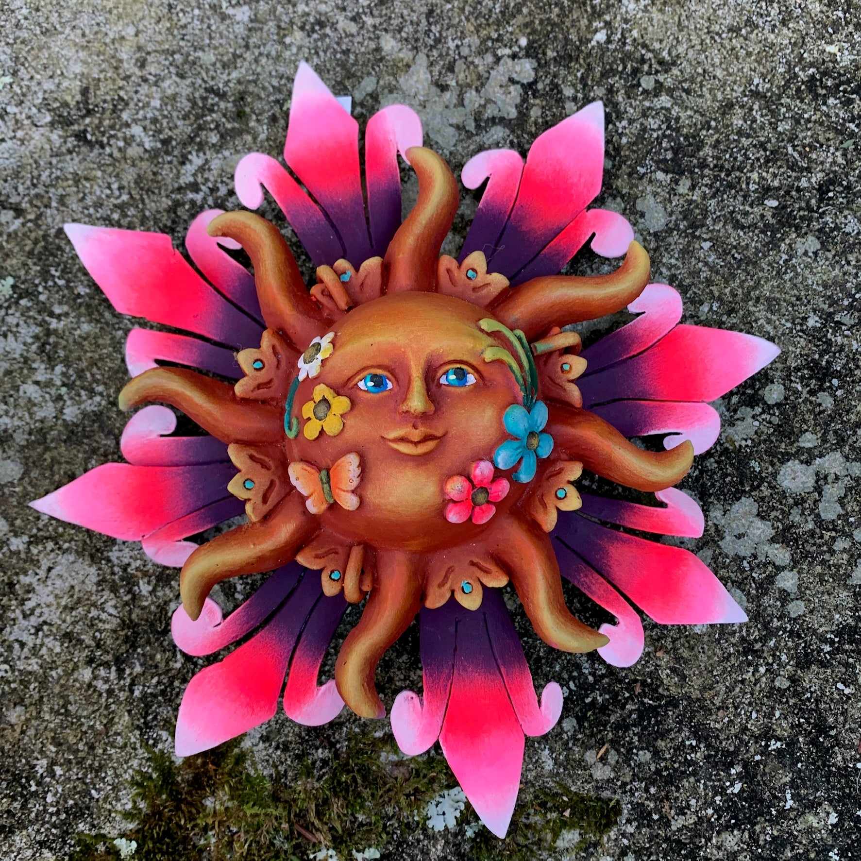 Sun Sculpture Spring | Floral Sol Garden Metal Wall Art | MexDecor