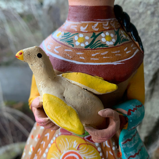 Mexican Folk Art Figurine - Hand Painted Maria Doll - nina | MexDecor