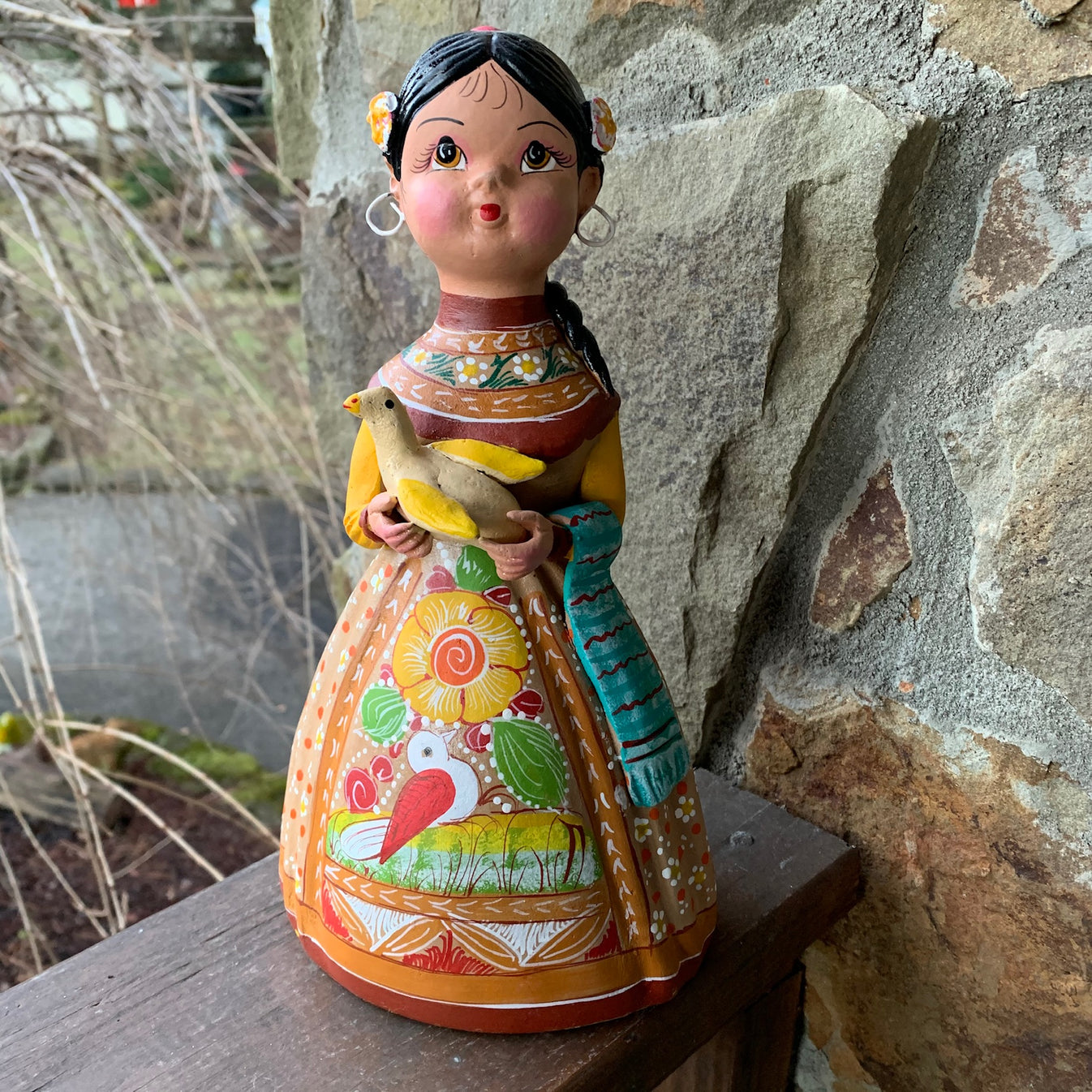 Mexican Folk Art Figurine - Hand Painted Maria Doll - nina | MexDecor