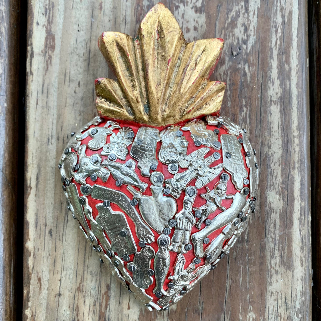 Milagros Heart Folk Art - Mexican Milagro Sacred Corazon | MexDecor