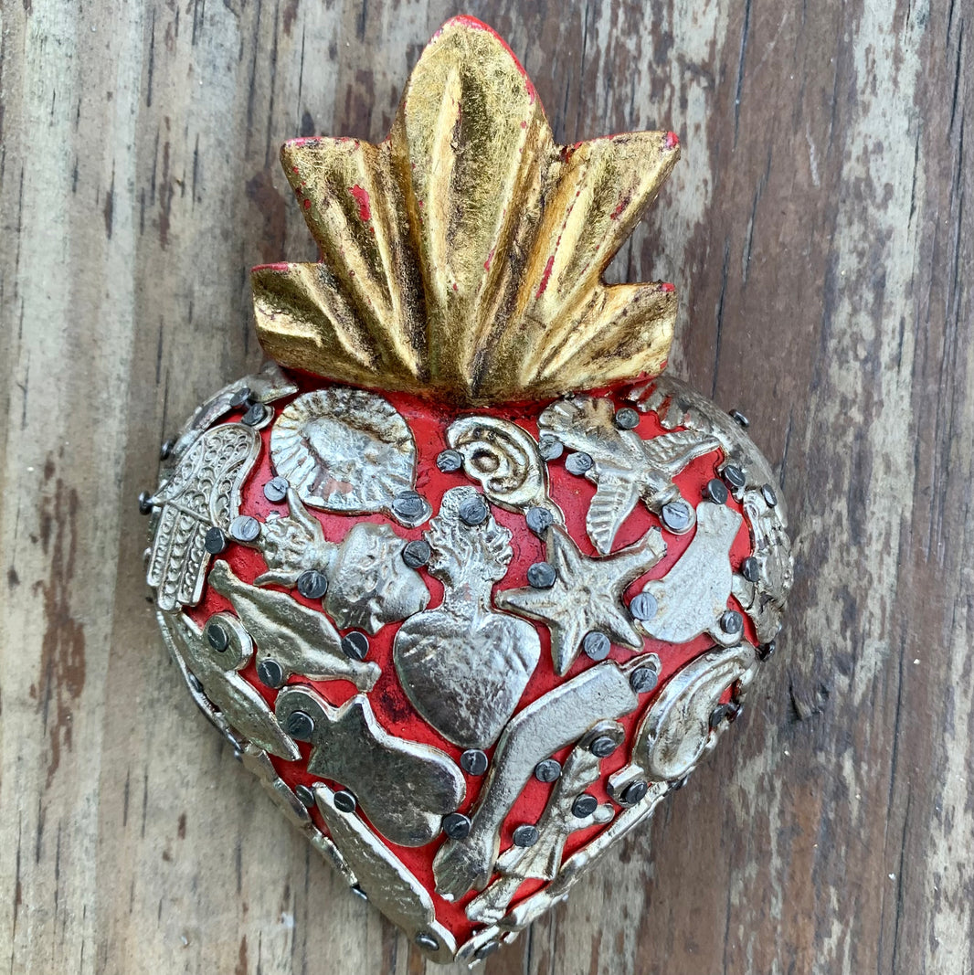 Milagros Heart Folk Art - Mexican Milagro Sacred Corazon | MexDecor