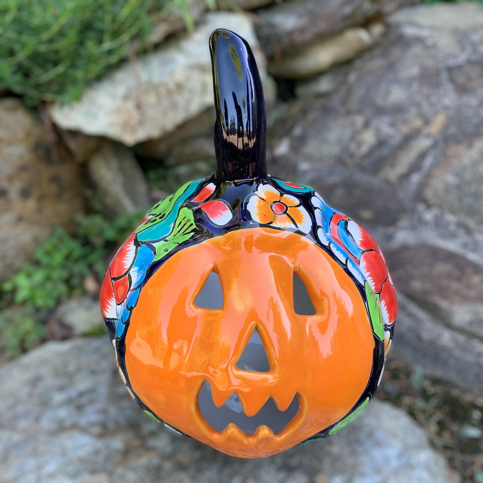 Mexican Talavera Pumpkins - Hand Painted Seasonal Folk Art | MexDecor